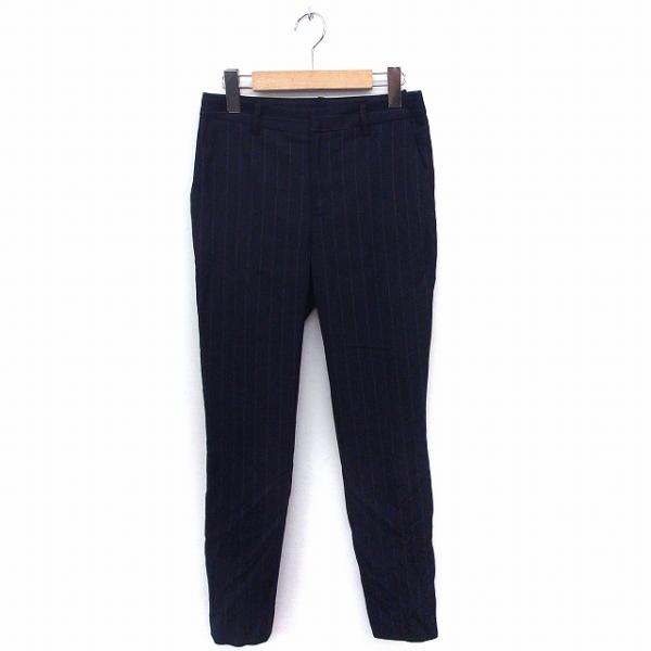 プラージュ Plage パンツ ストライプ ストレッチ スリム ロング 34 ネイビー 紺 /FT39 レディース【ブランド】プラージュ Plage【表記サイズ】34【実寸サイズ】ウエスト：約66cm　もも幅：約21cm　裾幅：約13cm　...