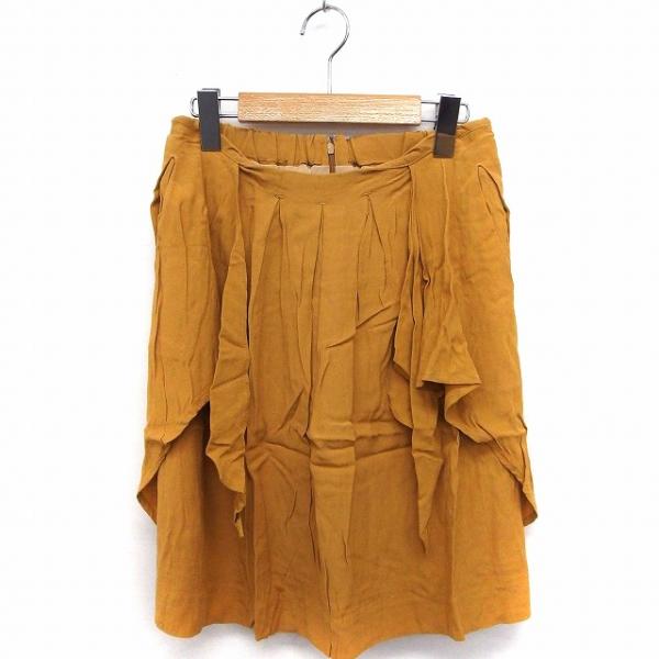 Three Hundred Thirty Days スカート ギャザー ひざ丈 無地 シンプル 38 イエロー 黄 /FT32 レディース【表記サイズ】38【実寸サイズ】ウエスト：約64-78cm　ヒップ：約104cm　スカート丈：約48c...