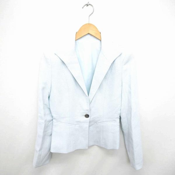main bluff ジャケット テーラード 無地 シンプル 薄手 9AR ライトブルー 水色 /TT3 レディース【表記サイズ】9AR【実寸サイズ】肩幅：約38cm　身幅：約45cm　袖丈：約58cm　着丈：約51cm　　【素材】表地ポリ...