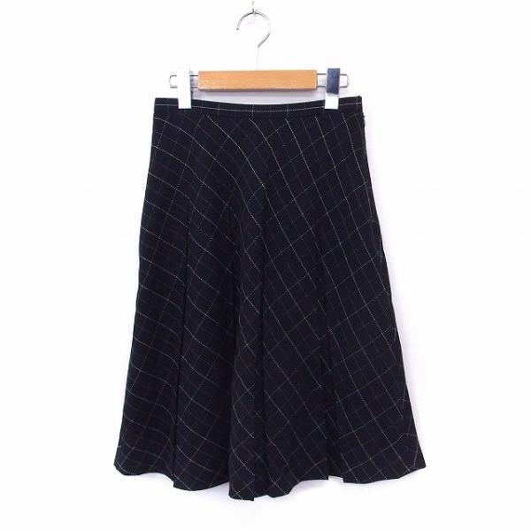 STYLE NOTE スカート フレア タック 膝丈 格子柄 サイドジップ ウール 64-91 ブラック /ST33 レディース【表記サイズ】64-91【実寸サイズ】ウエスト：約64cm　ヒップ：約92cm　スカート丈：約59cm　　【素材...