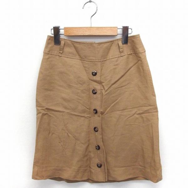 style Note スカート ボタンダウン ひざ丈 リネン混 無地 シンプル 61-89 キャメル 茶 /FT32 レディース【表記サイズ】61-89【実寸サイズ】ウエスト：約60cm　ヒップ：約88cm　スカート丈：約49cm　　【素材...