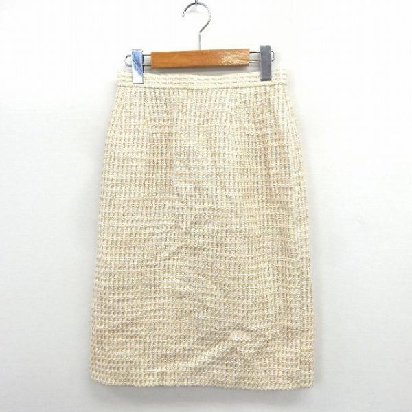 JE ELLES スカート タイト 膝下丈 バックジップ ツイード ウール 9AR ベージュ /ST12 レディース【表記サイズ】9AR【実寸サイズ】ウエスト：約64cm　ヒップ：約94cm　スカート丈：約60cm　　【素材】表地：毛46％...