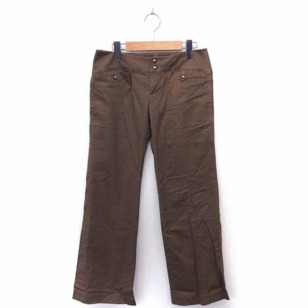 マダーアッカ mader acca パンツ ストライプ ストレート ロング コットン 綿 1 ブラウン 茶 /FT18 レディース【表記サイズ】1【実寸サイズ】ウエスト：約68cm　もも幅：約23cm　裾幅：約23cm　股上：約18cm　股...