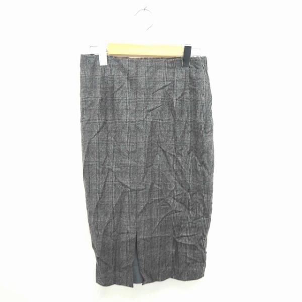 FELTRINE スカート タイト ミモレ丈 ロング チェック ウール サイドジップ スリット F グレー 灰 /TT33 レディース【表記サイズ】F(実寸サイズをご確認ください。）【実寸サイズ】ウエスト：約64cm　ヒップ：約82cm　ス...