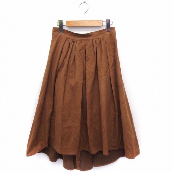 ケティシェリー ketty cherie スカート ギャザー ロング フィッシュテール 無地 スエード調 2 ブラウン 茶 /FT33 レディース【表記サイズ】2【実寸サイズ】ウエスト：約62cm　ヒップ：約108cm　スカート丈：約60-...