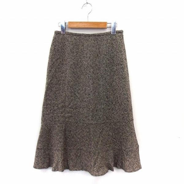 ジェラールダレル GERARD DAREL スカート ミモレ丈 裾フレア サイドジップ 7 ブラウン /ST48 レディース【ブランド】ジェラールダレル GERARD DAREL【表記サイズ】7【実寸サイズ】ウエスト：約66cm　ヒップ：約...