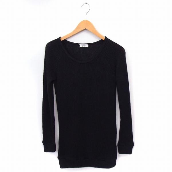 アップタイト UPTIGHT ニット セーター 丸首 長袖 ロング丈 無地 シンプル ブラック 黒 /FT16 レディース【表記サイズ】記載なし実寸サイズをご確認ください。【実寸サイズ】身幅：約46cm　着丈：約70cm　ゆき丈：約80cm...