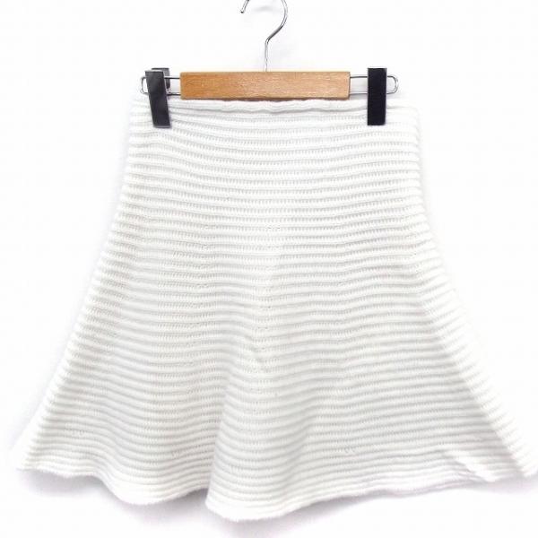 BLONDY ReLISH スカート ニット フレア ひざ丈 無地 F ホワイト 白 /FT35 レディース【表記サイズ】F    M【実寸サイズ】ウエスト：約62-76cm　ヒップ：約92cm　スカート丈：約45cm　　【素材】アクリル1...