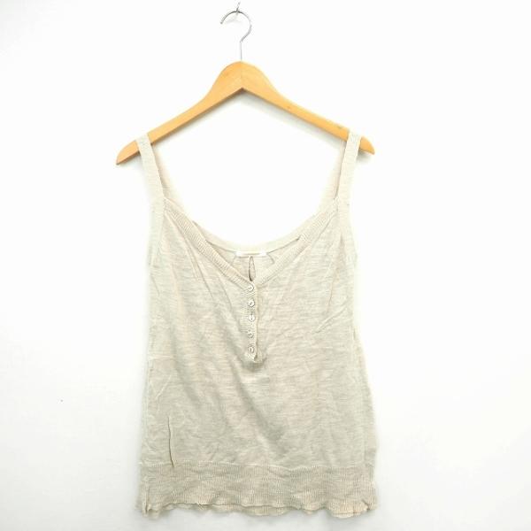 パスティーク LA PASTEQUE ニット セーター Vネック 袖なし ノースリーブ コットン 綿 アイボリー /MT10 レディース【表記サイズ】記載なし、実寸サイズをご確認ください。【実寸サイズ】身幅：約38cm　総丈：約66cm　　...