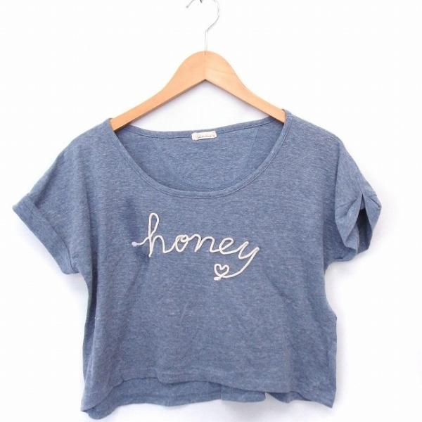 PAS DE deux Tシャツ カットソー 英字 ボートネック フレンチスリーブ 綿 M グレー 灰 /FT16 レディース【表記サイズ】M【実寸サイズ】身幅：約52cm　着丈：約44cm　　【素材】本体：綿55％、ポリエステル45％　刺...