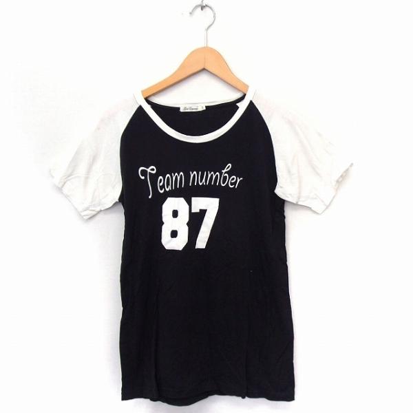 Gold Esperience Tシャツ カットソー 文字プリント ラグランスリーブ 丸首 半袖 コットン 綿 L ブラック 黒 /FT39 レディース【表記サイズ】L【実寸サイズ】身幅：約46cm　着丈：約66cm　ゆき丈：約37cm　　...