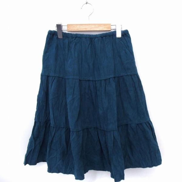 Blue grass スカート ティアード ギャザー ロング 無地 シンプル M グリーン 緑 /FT41 レディース【表記サイズ】64-87（M）【実寸サイズ】ウエスト：約60-82cm　ヒップ：約98cm　スカート丈：約60cm　　【素...