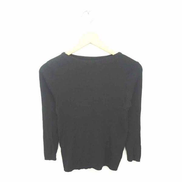 flaix ニット セーター ボートネック 薄手 無地 シンプル 長袖 M 黒 ブラック /TT29 レディース【表記サイズ】M【実寸サイズ】肩幅：約33cm　身幅：約37cm　着丈：約50cm　袖丈：約46cm　　【素材】アクリル52％、...