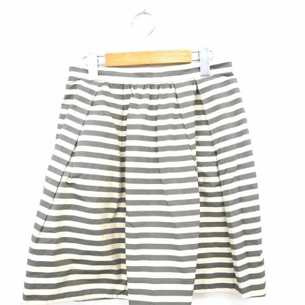 フリーズフレーズ FREE'S PHRASE スカート ボトムス フレア ボーダー しましま ひざ丈 M アイボリー グレー /MT9 レディース【ブランド】フリーズフレーズ FREE'S PHRASE【表記サイズ】M【実寸サイズ】ウエスト...