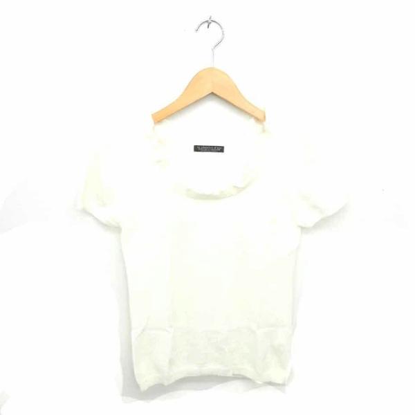 ラ・シャンブルドインエ LA CHAMBRE D`INE ニット セーター 丸首 フリル アンゴラ混 ウール混 半袖 38 アイボリー /TT43 レディース【ブランド】ラ・シャンブルドインエ LA CHAMBRE D`INE【表記サイズ】...