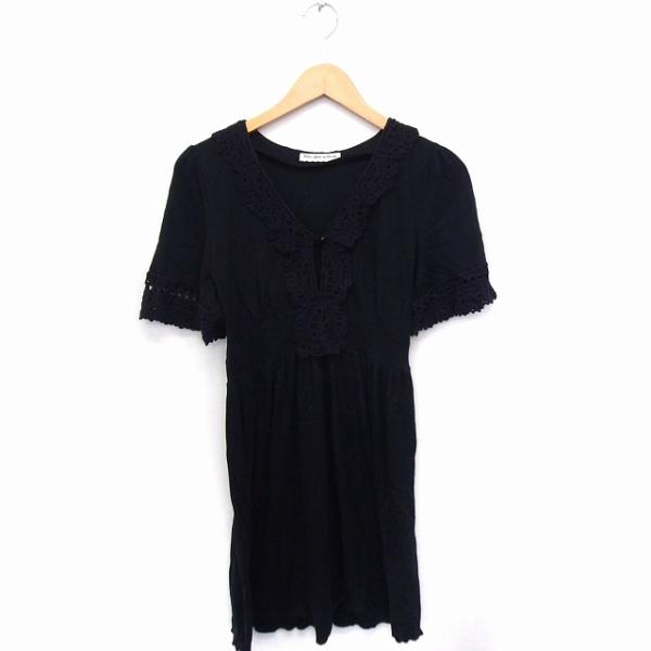 ビトゥン アップル バイ ブロンディ Bitten Apple by blondy ワンピース かぎ針編み 五分袖 ひざ丈 ブラック 黒 /FT26 レディース【ブランド】ビトゥン アップル バイ ブロンディ Bitten Apple by...