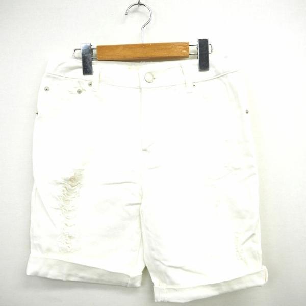 Libby＆Rose パンツ ボトムス ハーフ デニム ダメージ 無地 シンプル ひざ丈 64-91 オフホワイト /MT27 レディース【表記サイズ】64-91【実寸サイズ】ウエスト：約70cm　もも幅：約28cm　裾幅：約22cm　股上...