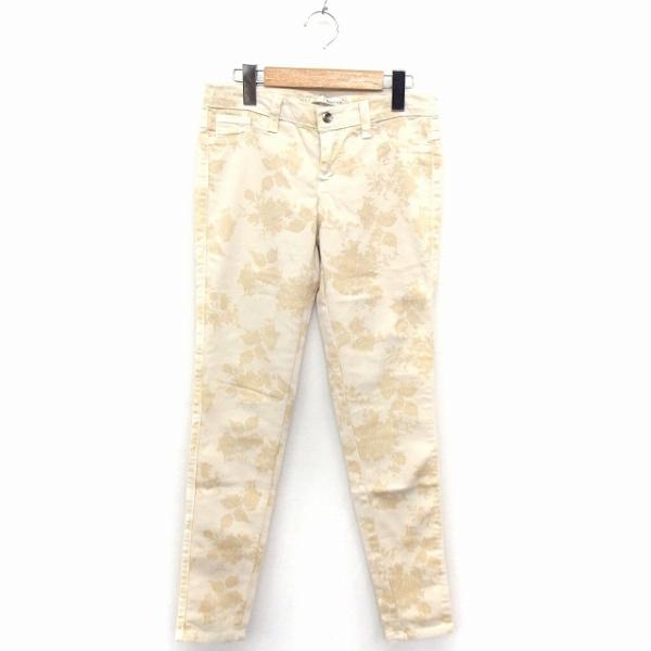 KANCAN パンツ スキニー スリム 総柄 ロング コットン 綿 S ベージュ /FT15 レディース【表記サイズ】S【実寸サイズ】ウエスト：約72cm　もも幅：約22.5cm　裾幅：約12cm　股上：約20cm　股下：約73cm　　【素...