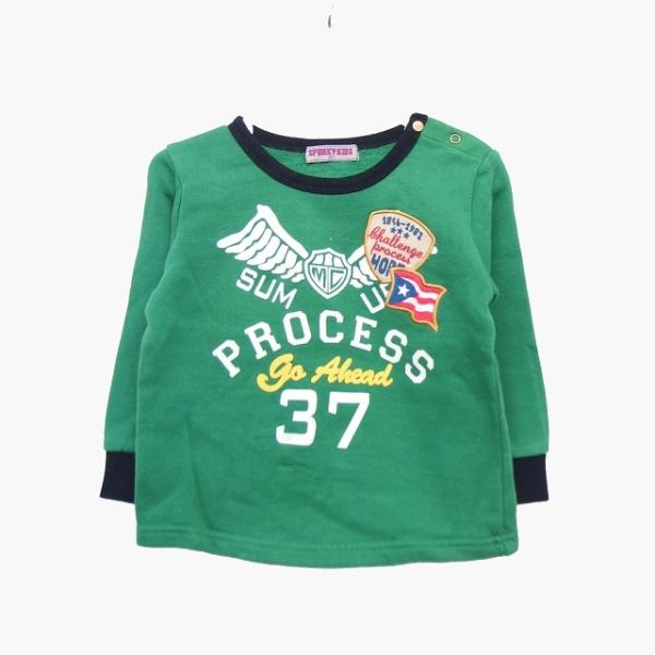 SPUNKY KIDS ベビー服 トレーナー 裏起毛 クルーネック 長袖 コットン 綿 プリント 英字 刺繍 95 グリーン 緑 /HT6 キッズ【表記サイズ】95【実寸サイズ】95　【素材】綿100％【色】グリーン　　※色に関してはこの商...