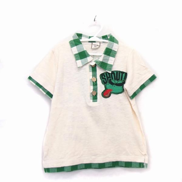 SMILE BEAM 子供服 ポロシャツ 半袖 コットン 綿 チェック柄 ワッペン カエル 120 ベージュ グリーン 緑 /HT1 キッズ【表記サイズ】120【実寸サイズ】120　【素材】綿100％【色】ベージュ、グリーン　　※色に関して...