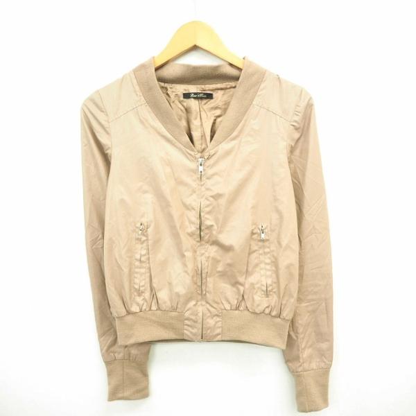 Lover’s Paints ジャケット アウター MA-1風 ジップアップ リブ シンプル 長袖 M ベージュ 薄茶 /MT9 レディース【表記サイズ】M【実寸サイズ】肩幅：約38cm　身幅：約44cm　着丈：約46cm　袖丈：約57cm...
