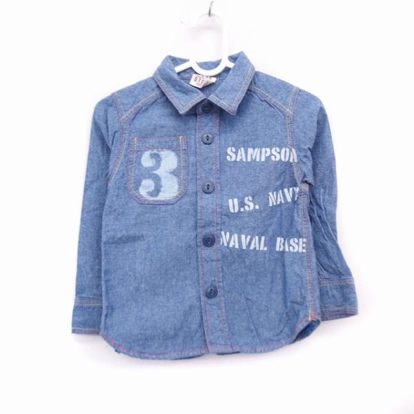 JUNK STORE ベビー服 シャツ ブラウス 長袖 コットン 綿 デニム プリント 英字 95 コバルトブルー 青 /HT7 キッズ【表記サイズ】95【実寸サイズ】95　【素材】綿100％【色】コバルトブルー　　※色に関してはこの商品の...