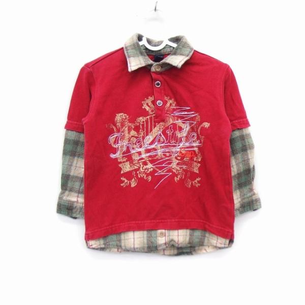 ベビーギャップ BABY GAP 子供服 トレーナー シャツ 長袖 プリント 刺繍 重ね着風 チェック 柄 100 レッド 赤 ベージュ /HT17 キッズ【ブランド】ベビーギャップ BABY GAP【表記サイズ】100【実寸サイズ】100...