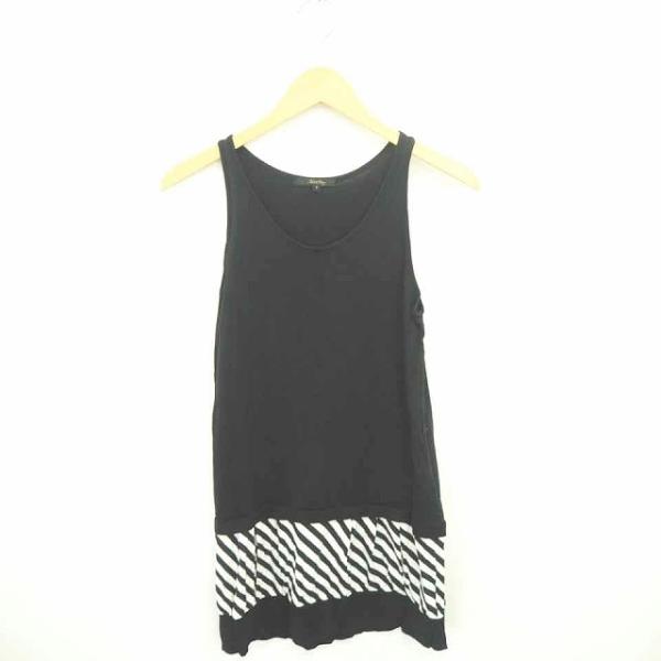カリアング KariAng ワンピース ひざ丈 斜めストライプ プルオーバー 丸首 ノースリーブ S 黒 白 ブラック ホワイト /TT42【ブランド】カリアング KariAng【表記サイズ】S【実寸サイズ】肩幅：約24cm　身幅：約39c...