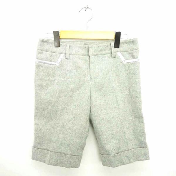 ヴィニー Vigny パンツ ハーフ センタープレス ロールアップ ジップフライ ウール 厚手 38 グレー 灰 /TT5 レディース【ブランド】ヴィニー Vigny【表記サイズ】38【実寸サイズ】ウエスト：約66cm　もも幅：約21cm　...