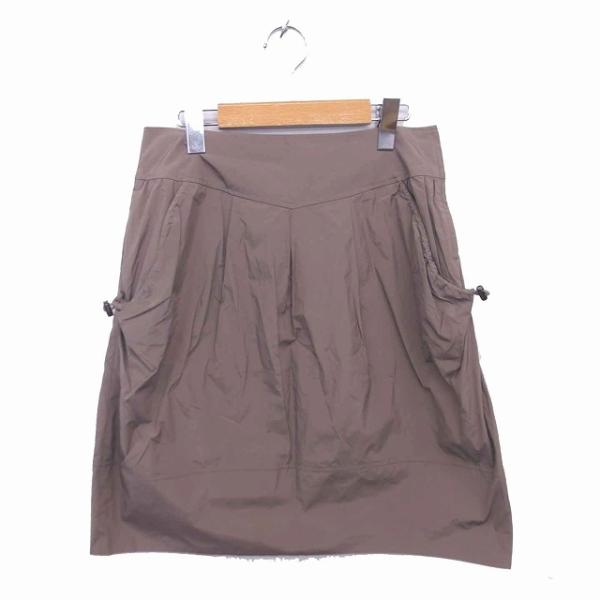 アニエル ANIEL 台形 スカート ひざ丈 ナイロン 薄手 38 ベージュ 茶 /TT40 レディース【表記サイズ】38【実寸サイズ】ウエスト：約68cm　ヒップ：約94cm　スカート丈：約54cm　　【素材】表地ポリエステル50％、ナイ...