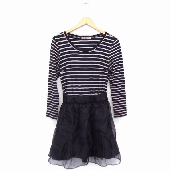 コルテスワークス CORTES WORKS ワンピース 切替 ボーダー オーガンジー 丸首 長袖 ひざ丈 フレア 38 ブラック 黒 /FT19 レディース【ブランド】コルテスワークス CORTES WORKS【表記サイズ】38【実寸サイズ...