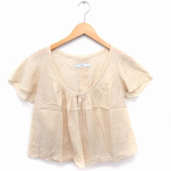 ドリッテ DRitte シャツ ブラウス リボン フレア袖 Uネック 綿 S ベージュ /FT17 レディース【ブランド】ドリッテ DRitte【表記サイズ】S【実寸サイズ】肩幅：約32cm　身幅：約44cm　袖丈：約18cm　着丈：約44...