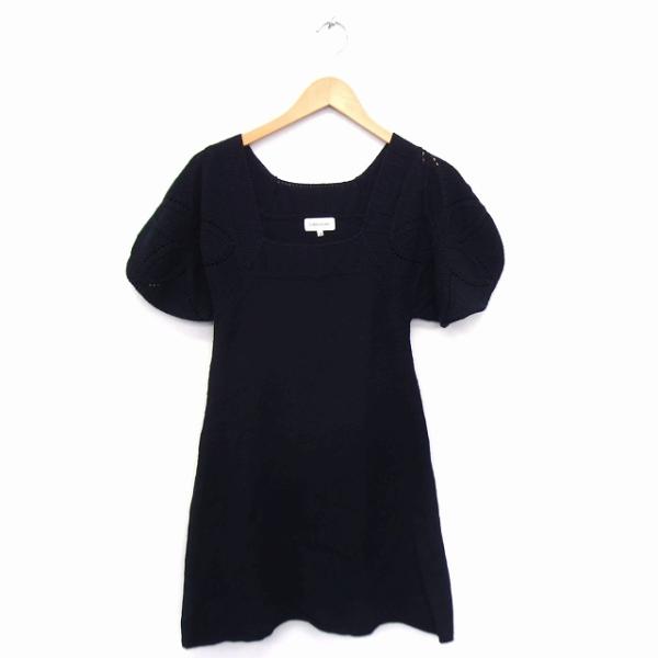 コルテスワークス CORTES WORKS ワンピース ニット バルーンスリーブ スクエアネック ひざ丈 ウール混 38 ブラック /FT25 レディース【ブランド】コルテスワークス CORTES WORKS【表記サイズ】38【実寸サイズ】...