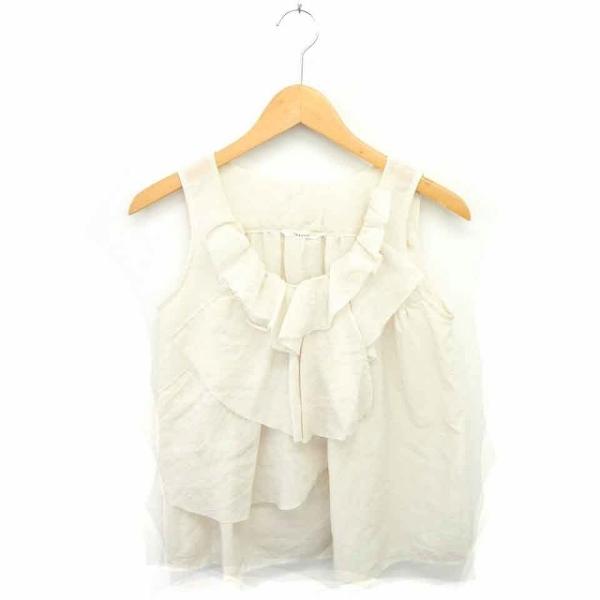 アムハースト amherst カットソー ブラウス フリル 薄手 透け感 プルオーバー ノースリーブ M アイボリー /TT32 レディース【表記サイズ】M【実寸サイズ】身幅：約43cm　総丈：約52cm　　【素材】ポリエステル100％【色...