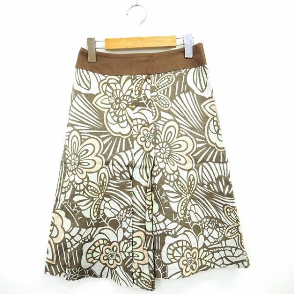 ブルーデブレス BLUE DE BRESSE スカート フレア ボトムス 花柄 ひざ丈 ひざ下 コットン 綿 36 ブラウン ピンク 茶 /MT6 レディース【ブランド】ブルーデブレス BLUE DE BRESSE【表記サイズ】36【実寸サ...