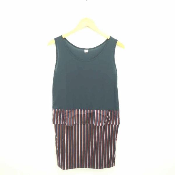 ティアンエクート TIENS ecoute ワンピース ひざ丈 ストライプ プルオーバー 薄手 ノースリーブ ネイビー レッド 紺 赤 /TT43【ブランド】ティアンエクート TIENS ecoute【表記サイズ】サイズ表記なし(実寸サイズ...