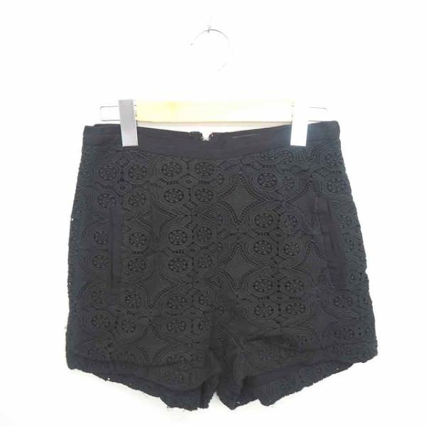 ファンクショナル FUNKTIONAL パンツ キュロット ショート 総柄 バックジップ 綿 コットン S 黒 ブラック /TT25 レディース【表記サイズ】S【実寸サイズ】ウエスト：約60cm　もも幅：約21cm　裾幅：約24cm　股上：...