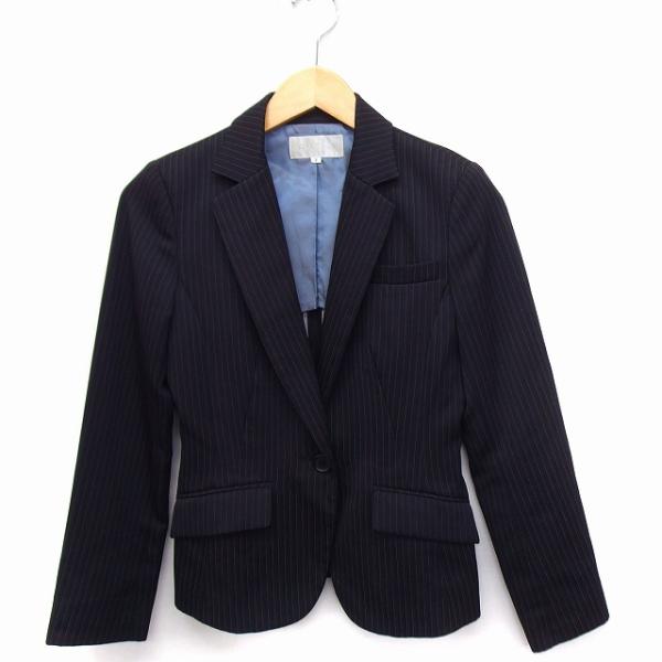 エスプリミュール ESPRITMUR テーラード ジャケット アウター ストライプ柄 7 ブラック 黒 /FT5 レディース【ブランド】エスプリミュール ESPRITMUR【表記サイズ】7【実寸サイズ】肩幅：約36cm　身幅：約42cm　袖...