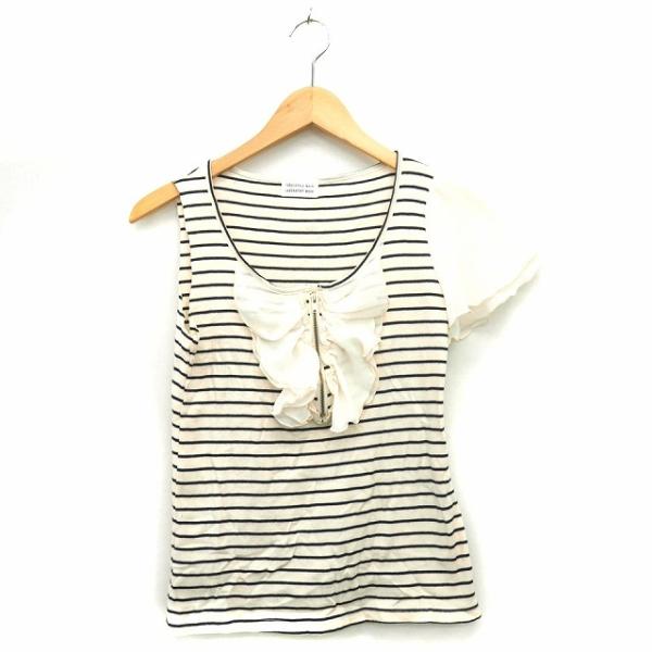 ラボラトリーワーク laboratory work カットソー Tシャツ 半袖 ノースリーブ 袖フリル コットン ボーダー 9 白 /KT1 レディース【ブランド】ラボラトリーワーク laboratory work【表記サイズ】9【実寸サイ...