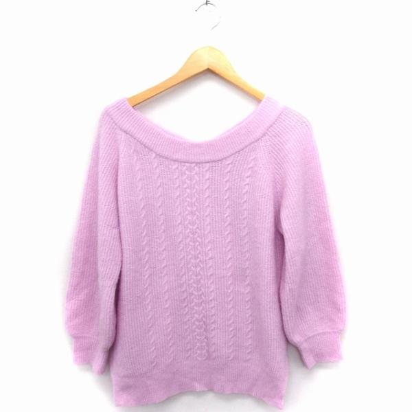 リュリュ RyuRyu ニット セーター ケーブル編み オフショルダー 長袖 M ピンク /FT7  レディース【表記サイズ】M【実寸サイズ】身幅：約54cm　着丈：約47cm　ゆき丈：約67cm　　【素材】アクリル60％、ナイロン35％、...