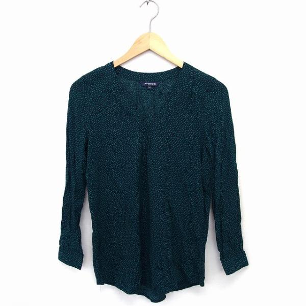 ランズエンド LANDS' END 水玉柄 ドット シャツ ブラウス オープンネック 長袖 2P ネイビー 紺 グリーン 緑 /FT41 レディース【ブランド】ランズエンド LANDS' END【表記サイズ】2P【実寸サイズ】肩幅：約33c...