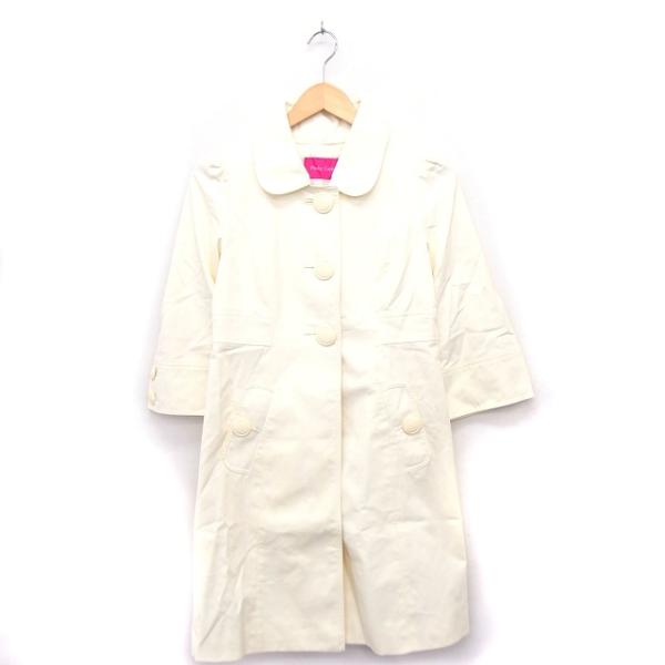 ピンキーガールズ Pinky Girls コート アウター ミモレ丈 カラーコート コットン M アイボリー 白 /KT27 レディース【ブランド】ピンキーガールズ Pinky Girls【表記サイズ】M【実寸サイズ】肩幅：約35cm　身幅...