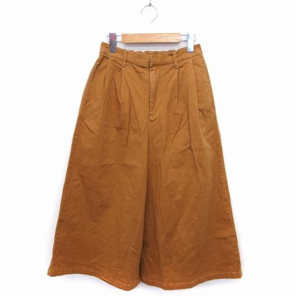 BASIC &amp; EXCELLNT HAPPY UNION ワイド パンツ 無地 コットン 綿 M キャメル 茶 /FT19 レディース【表記サイズ】M【実寸サイズ】ウエスト：約64-80cm　もも幅：約35cm　裾幅：約38cm　股...