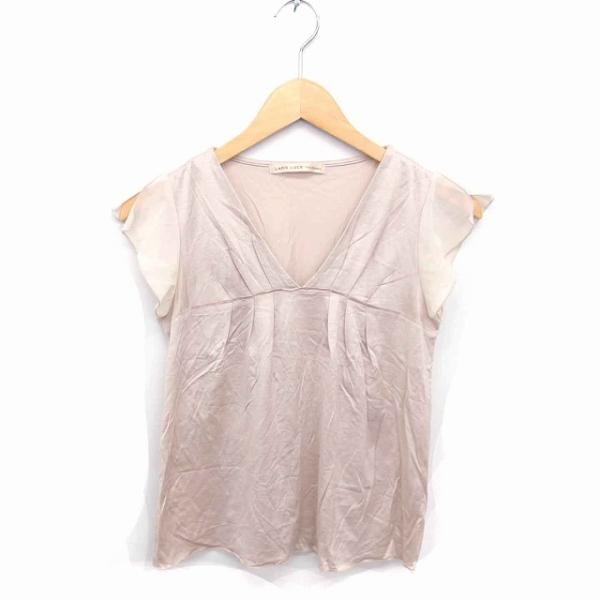 ラピスルーチェパービームス LAPIS LUCE PER BEAMS カットソー Tシャツ Vネック 袖透け感 半袖 ベージュ 薄茶 /TT23 レディース【ブランド】ラピスルーチェパービームス LAPIS LUCE PER BEAMS【表...