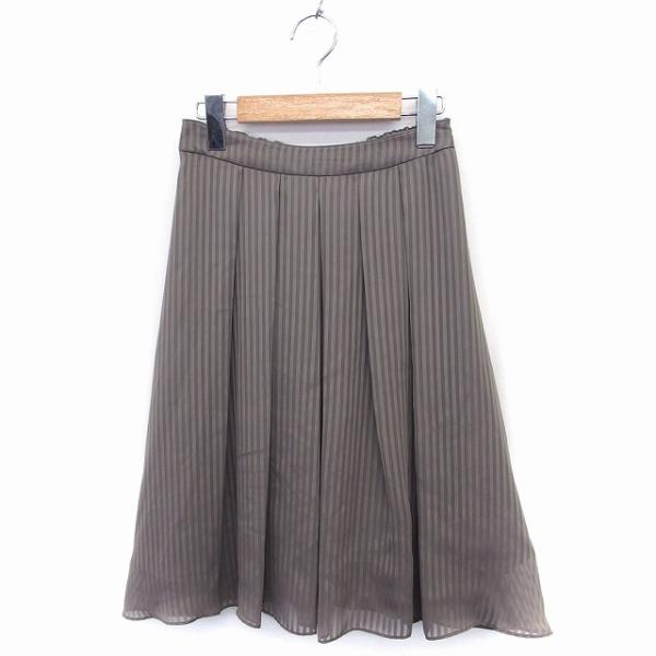 クリアインプレッション CLEAR IMPRESSION プリーツ フレア スカート ひざ下丈 ストライプ柄 裾透け感 1 ブラウン 茶 /FT10 レディース【ブランド】クリアインプレッション CLEAR IMPRESSION【表記サイズ...