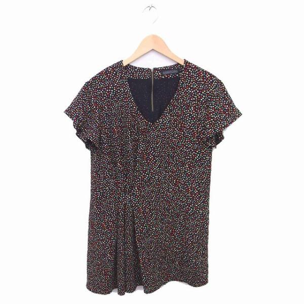 ローズバッドカップルズ ROSE BUD COUPLES ワンピース ひざ丈 総柄 Vネック プルオーバー 半袖 S ブラック 黒 /TT9 レディース【ブランド】ローズバッドカップルズ ROSE BUD COUPLES【表記サイズ】S【実...