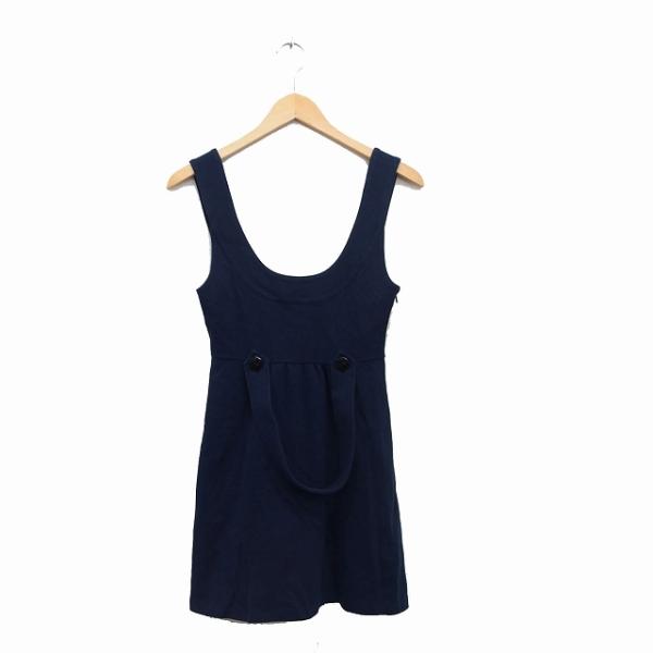 トランスコンチネンツ TRANS CONTINENTS ジャンパースカート 膝丈 Uネック コットン F ネイビー 紺 /KT41 レディース【ブランド】トランスコンチネンツ TRANS CONTINENTS【表記サイズ】F【実寸サイズ】身...