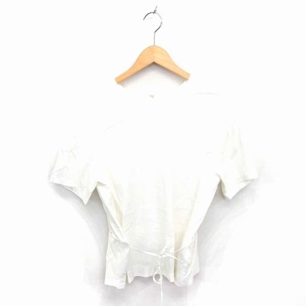 ドリッテ dritte boutique カットソー  丸首 ウエストリボン 無地 シンプル 半袖 F アイボリー /TT7 レディース【表記サイズ】F(実寸サイズをご確認ください。）【実寸サイズ】肩幅：約51cm　身幅：約54cm　着丈：...