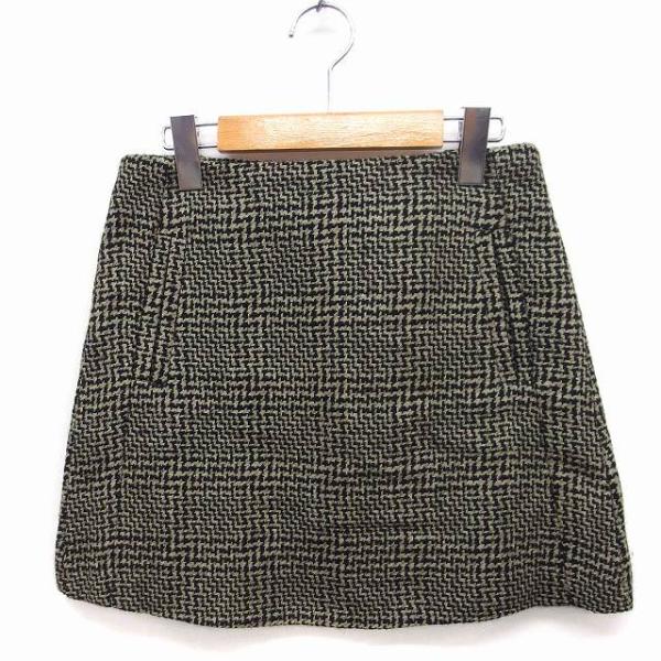 マウログリフォーニ MAURO GRIFONI 台形 スカート ミニ 千鳥柄 シルク混 ウール 40 ブラック 黒 グリーン 緑 /FT3 レディース【ブランド】マウログリフォーニ MAURO GRIFONI【表記サイズ】40【実寸サイズ】...