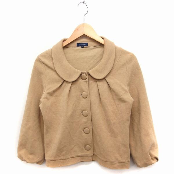 プーラフリーム pour la frime ラウンドカラー ジャケット アウター 七分袖 丸衿 無地 2 キャメル 茶 /FT23 レディース【ブランド】プーラフリーム pour la frime【表記サイズ】2【実寸サイズ】肩幅：約38c...